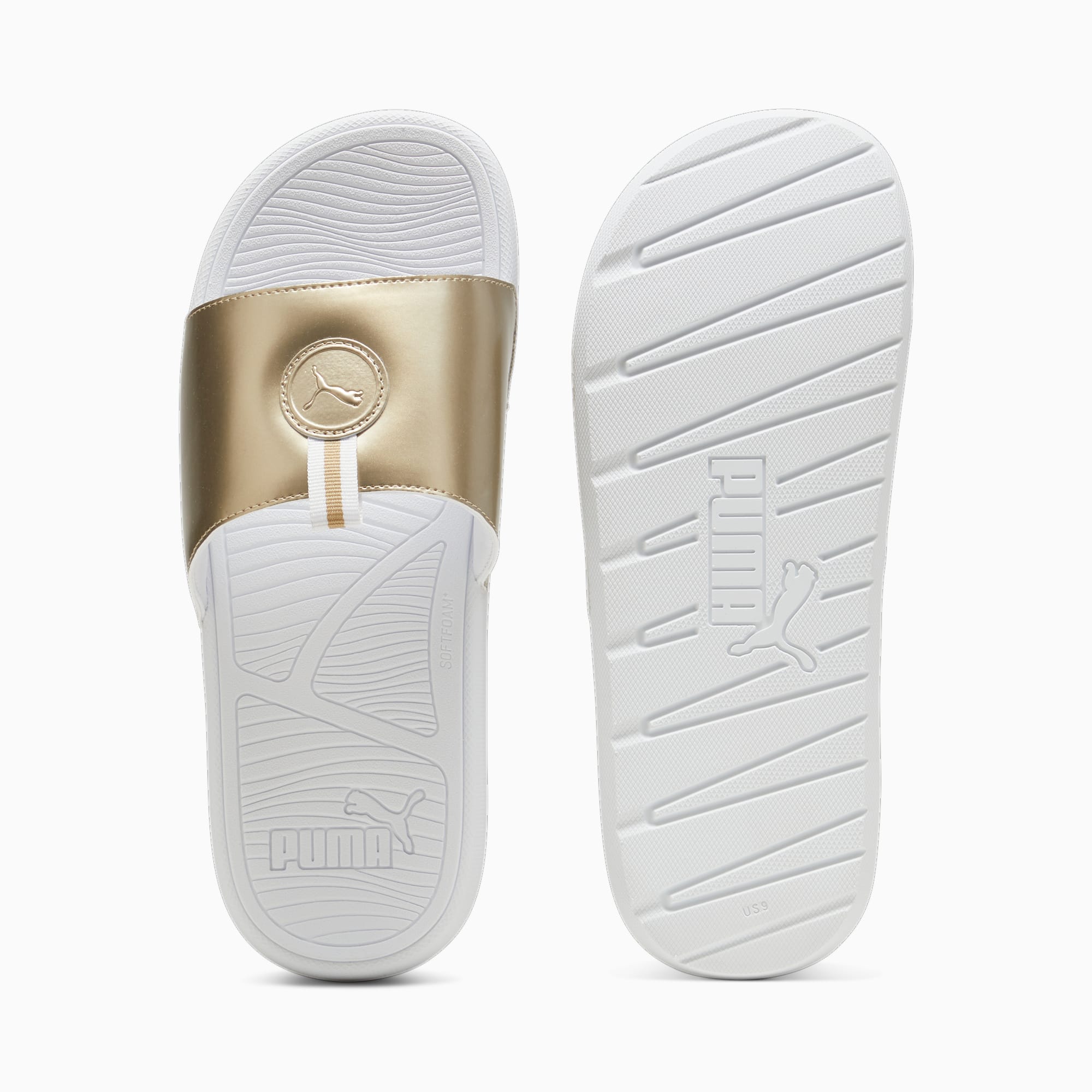 Cool Cat 2.0 Metallic Dream Slides Unisex | PUMA White-PUMA Gold | PUMA SHOP ALL PUMA | PUMA